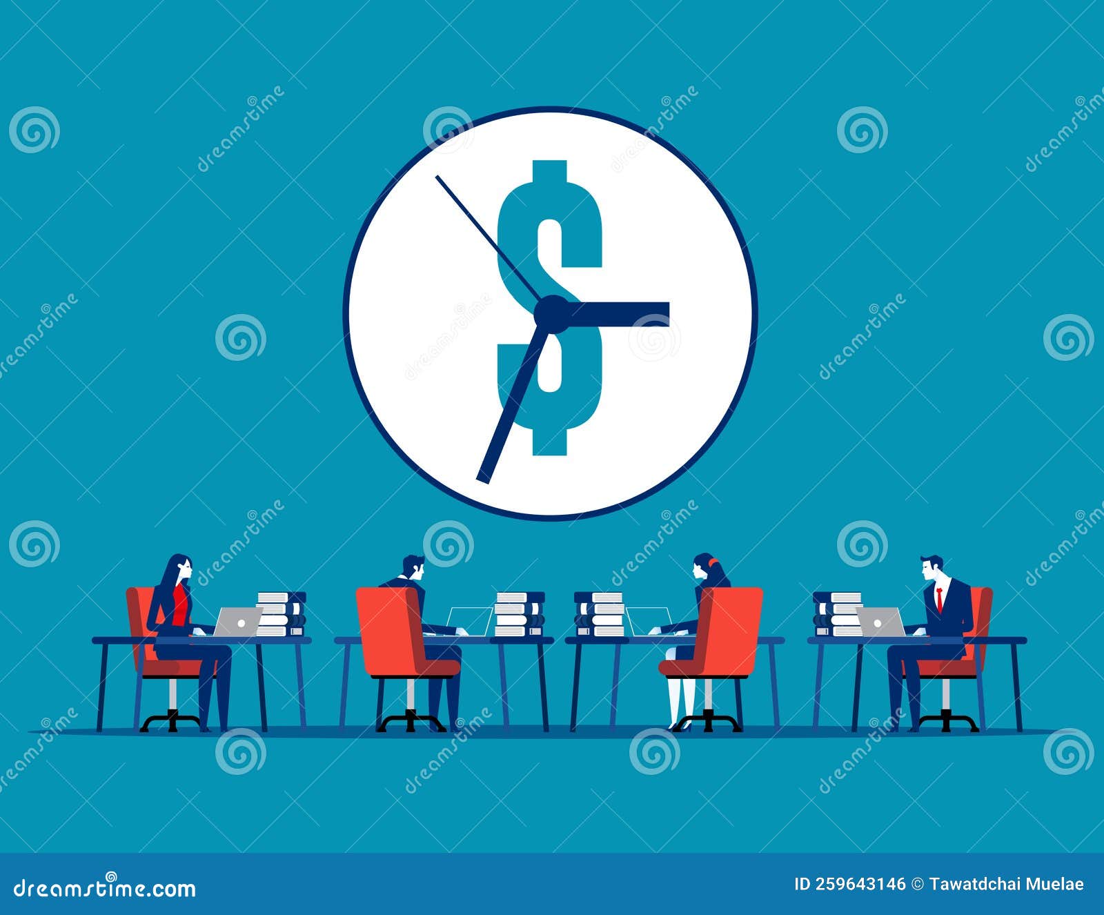 Teamwork Time and Financial Management. Business Time is Money Vector ...