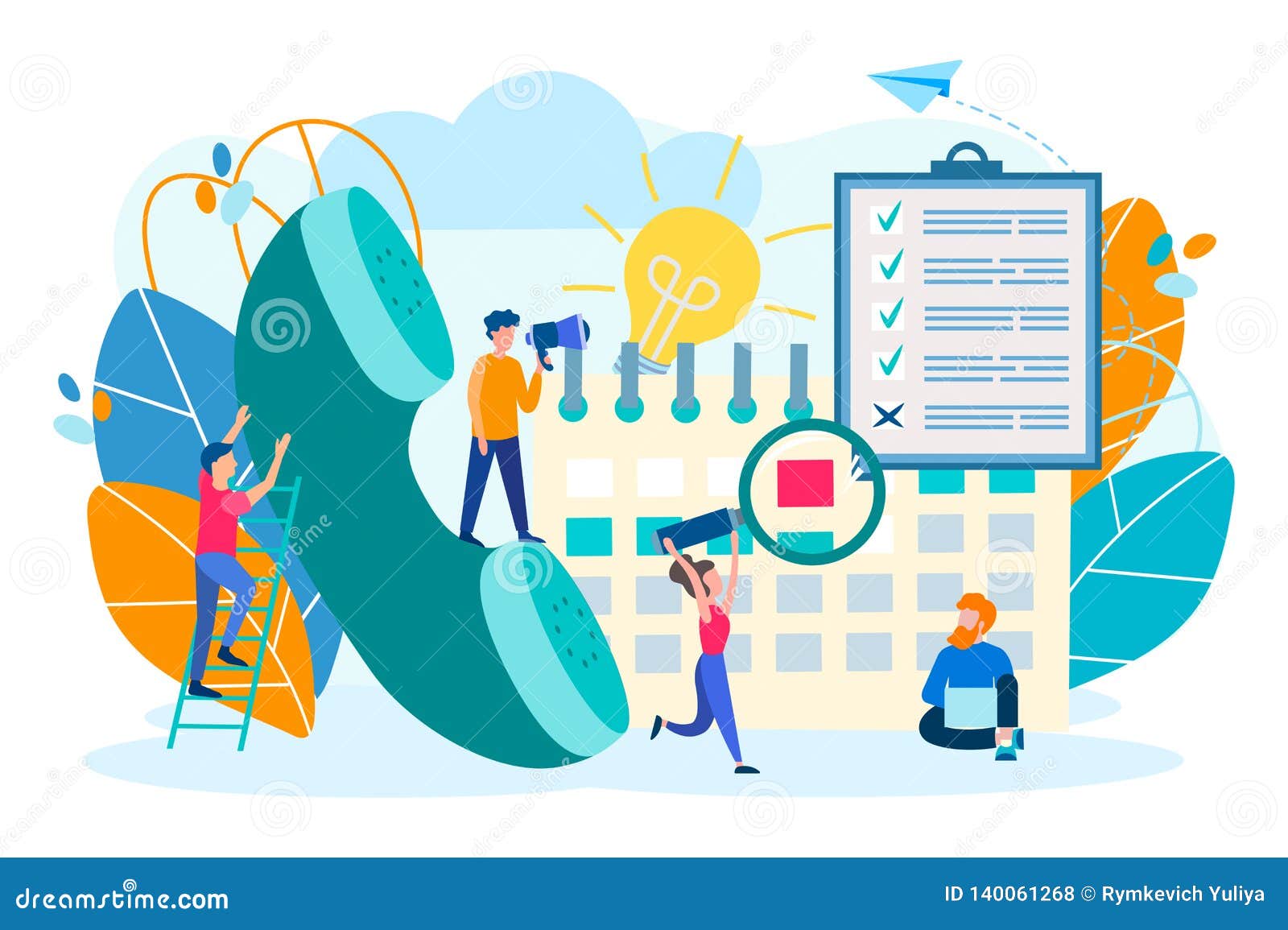Teamwork, Time Management Concept Stock Vector - Illustration of ...
