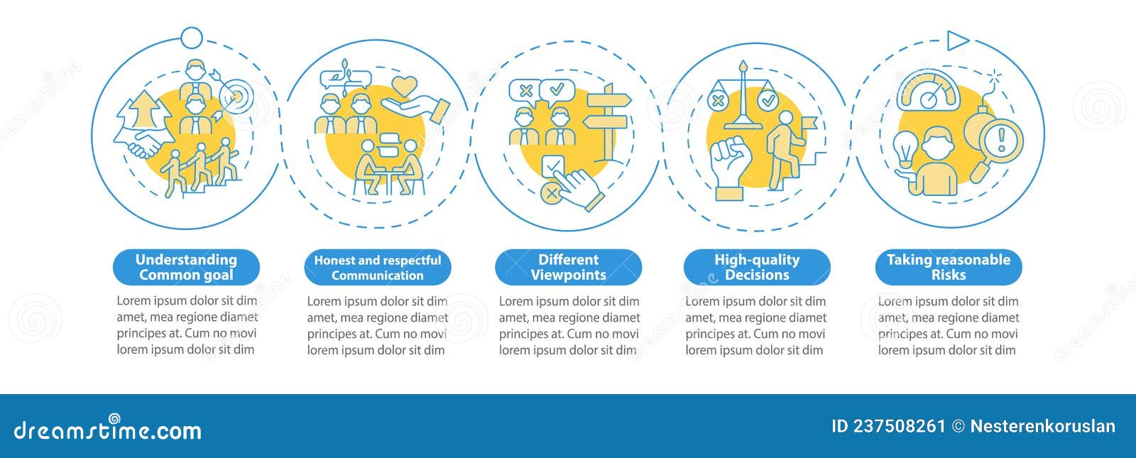 Teamwork Tips Blue Circle Infographic Template Stock Vector ...