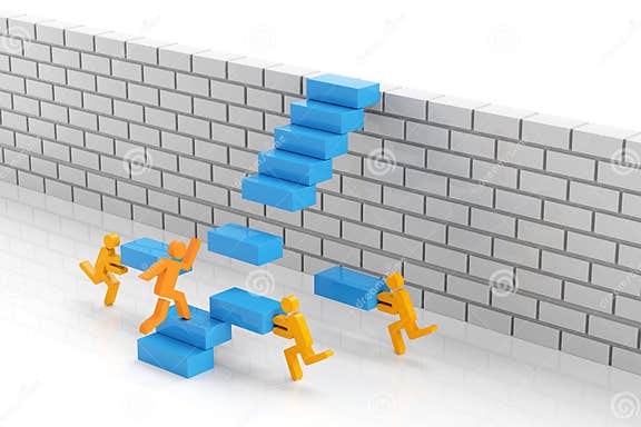Teamwork To Overcome Obstacle Stock Illustration - Illustration of ...