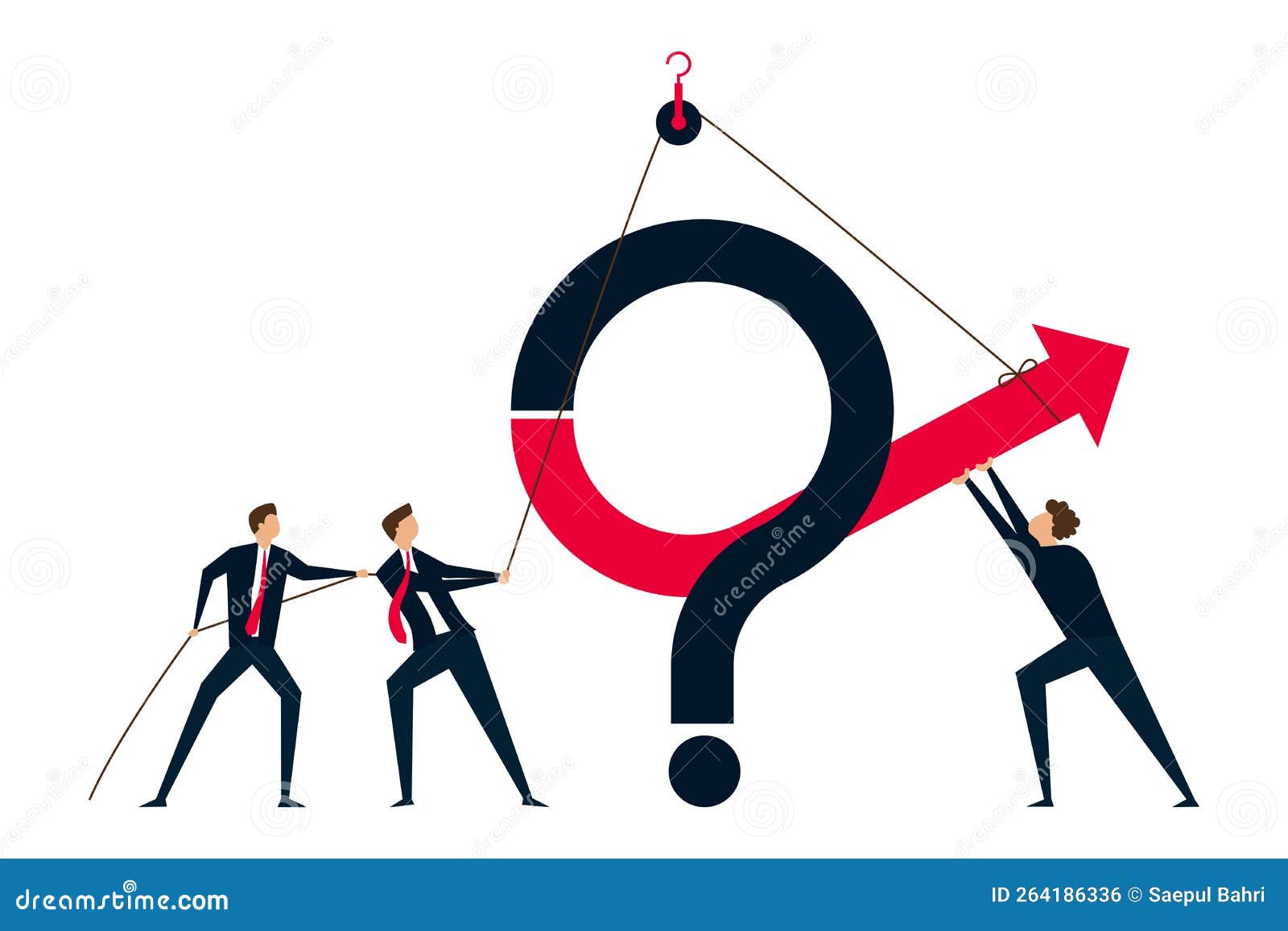 Teamwork To Solve Business Problem, Colleagues Help Put Solution Arrow ...