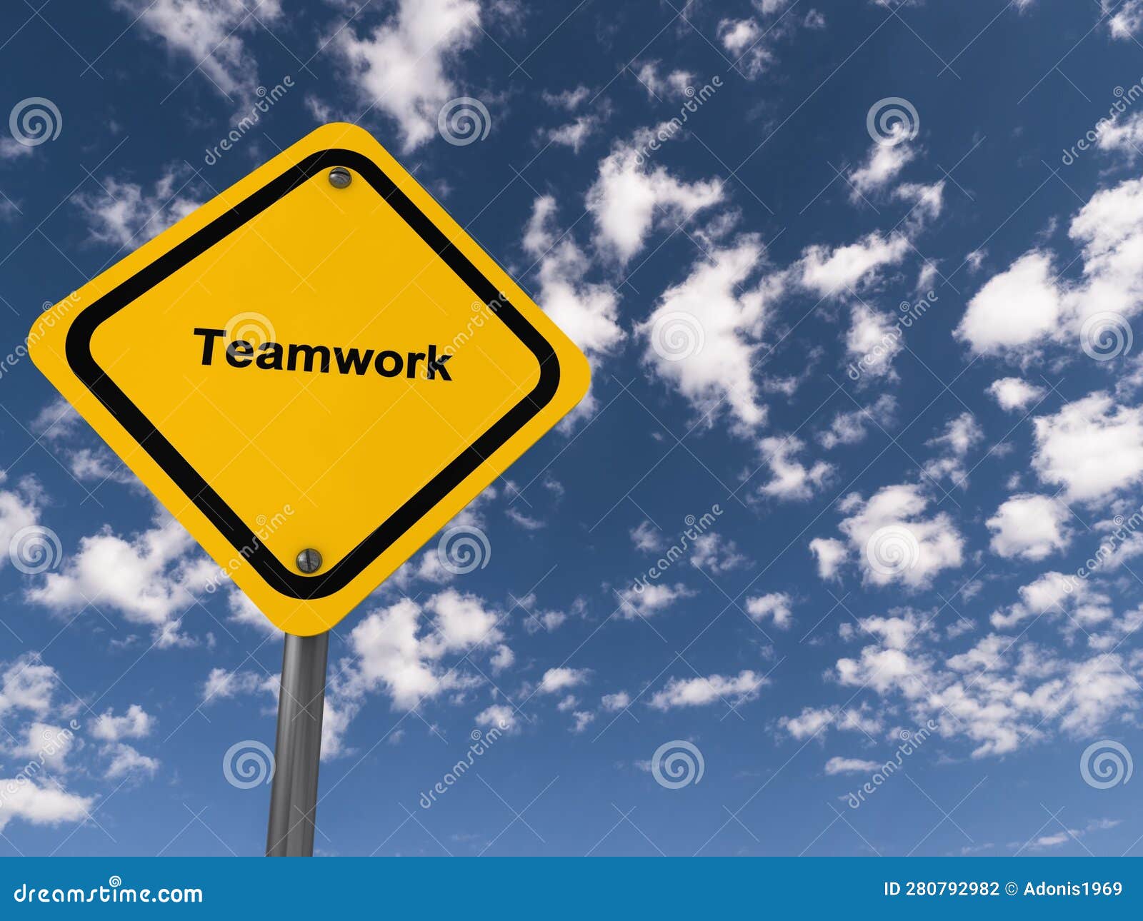Teamwork Traffic Sign on Blue Sky Stock Photo - Image of cohesion ...