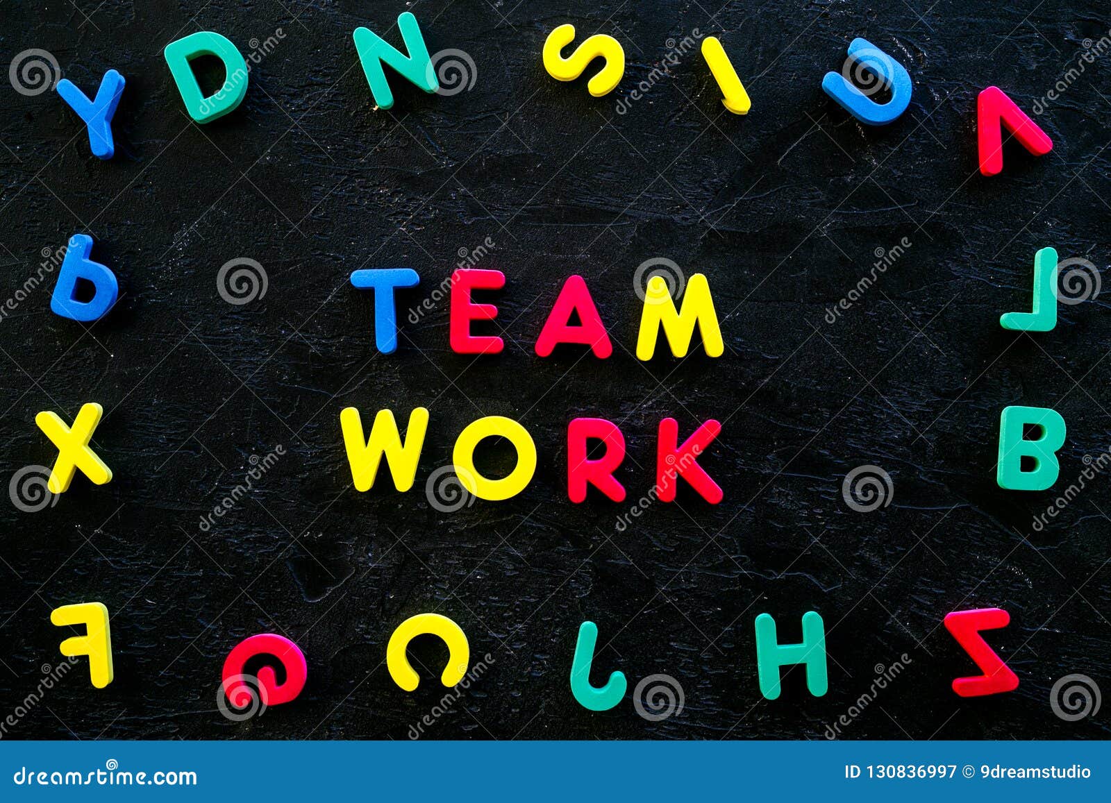 Teamwork Training Concept. Text Teamwork Lined with Colored Letters in ...