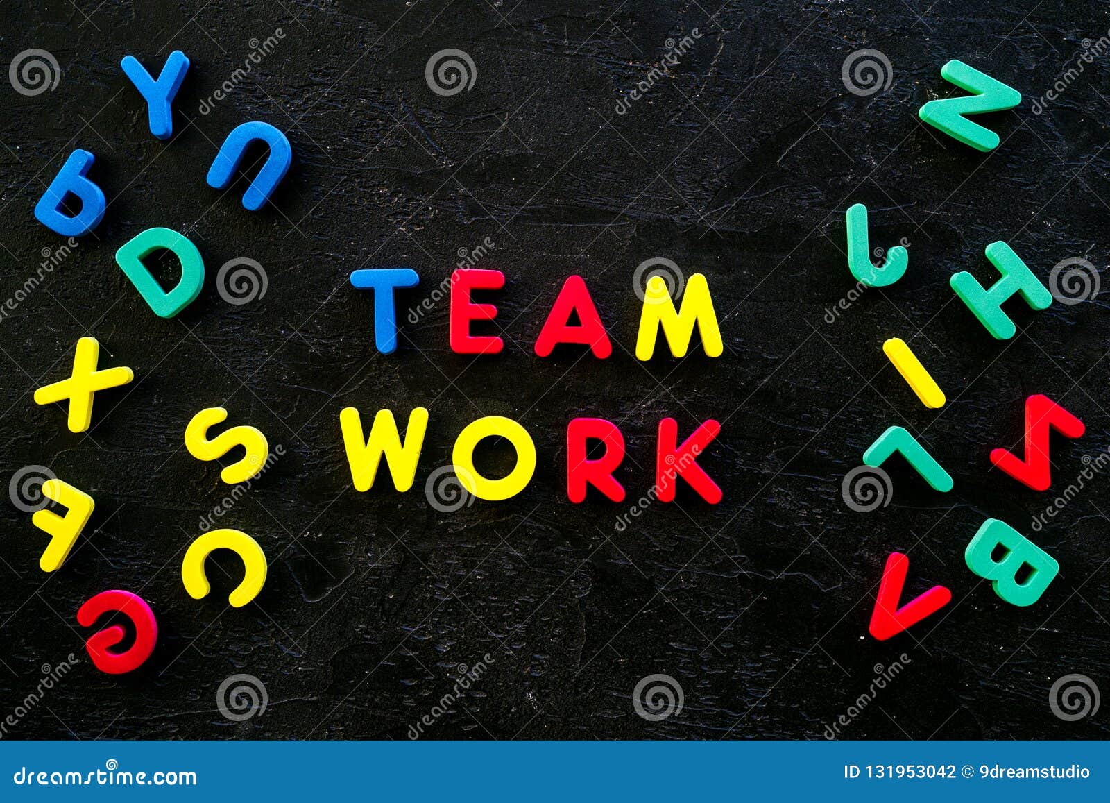 Teamwork Training Concept. Text Teamwork Lined with Colored Letters ...