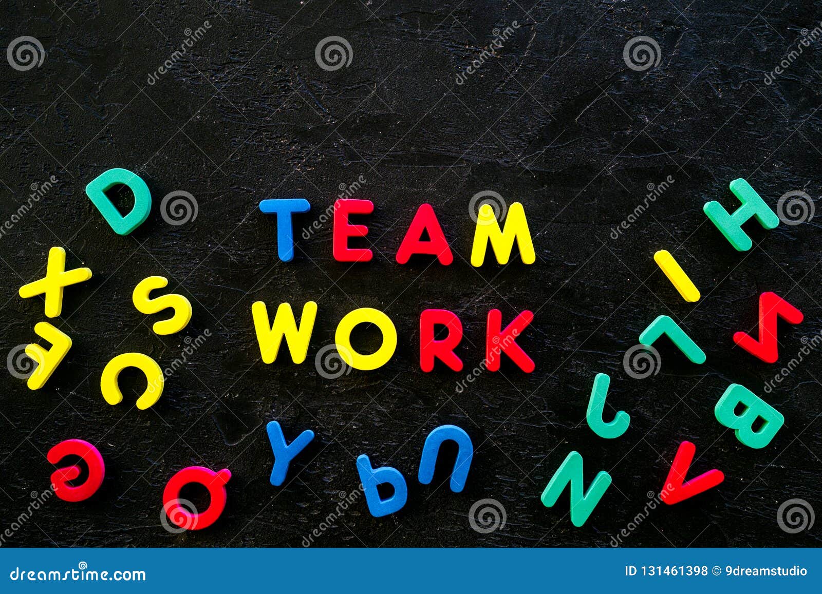 Teamwork Training Concept. Text Teamwork Lined With Colored Letters ...