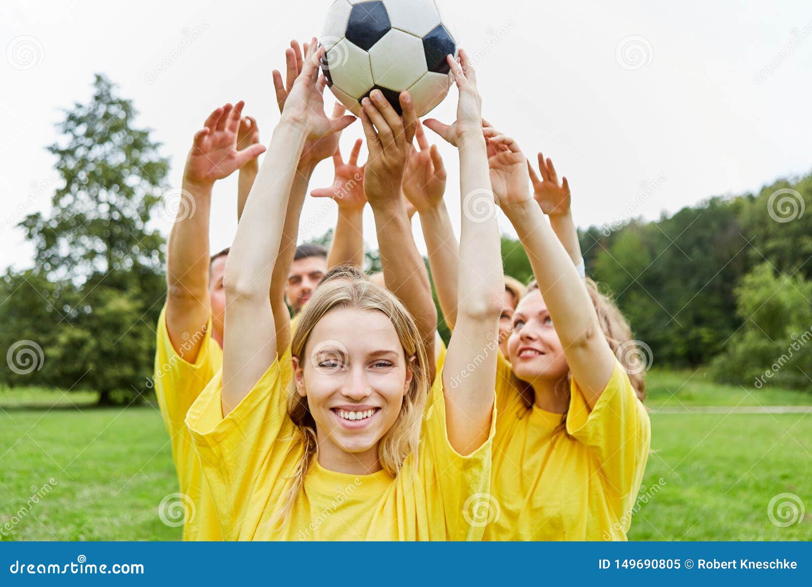 Teamwork Training with the Football Stock Image - Image of people ...