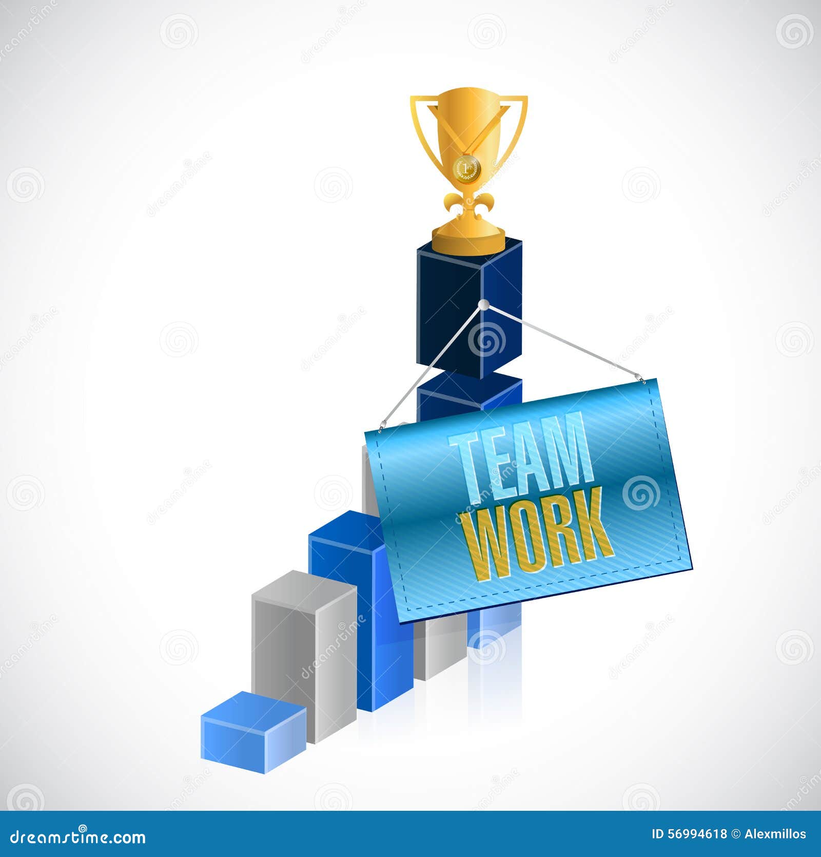 Teamwork Trophy Business Graph Stock Illustration - Illustration of ...