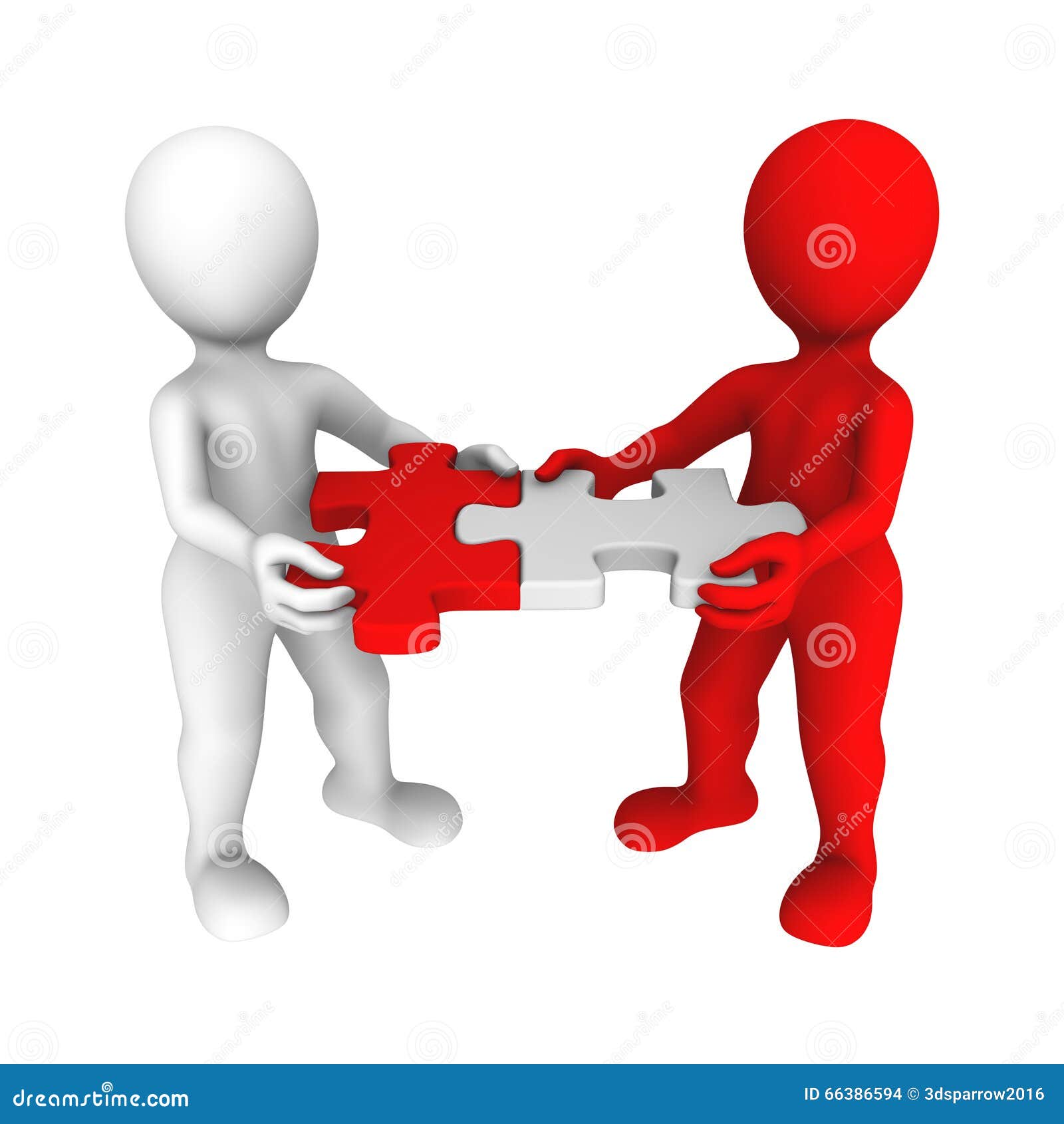 3d People with Puzzles. Teamwork Concept Stock Illustration ...
