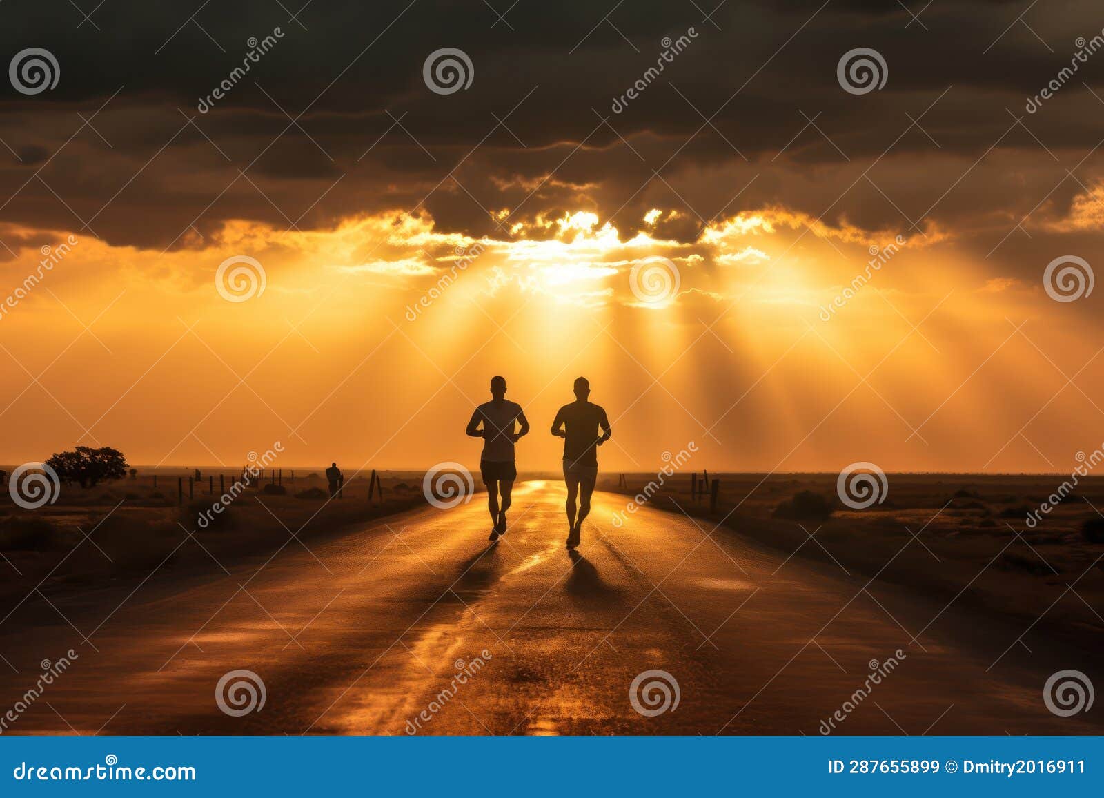 Teamwork. Two Men during a Running Workout Stock Illustration ...