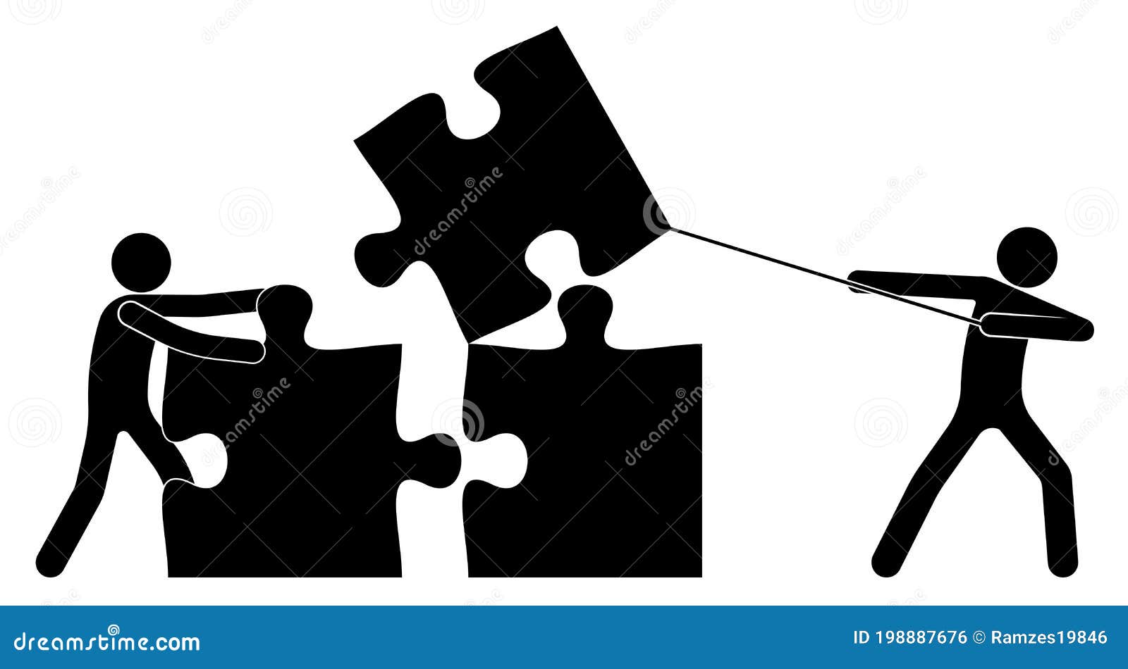 Teamwork. Two People, Stick Figure Build Together With Puzzle Pieces ... Teamwork. Two People, Stick Figure Build Together With Puzzle Pieces ...