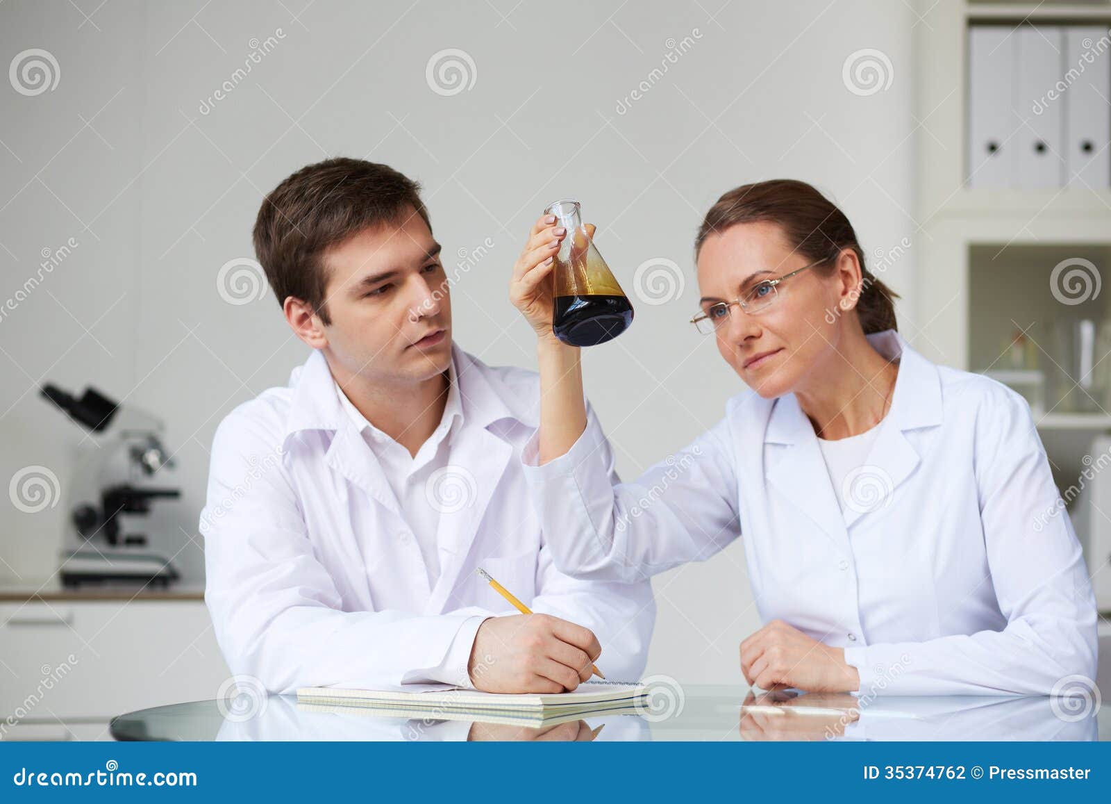 Teamwork stock photo. Image of beaker, biomedical, female - 35374762