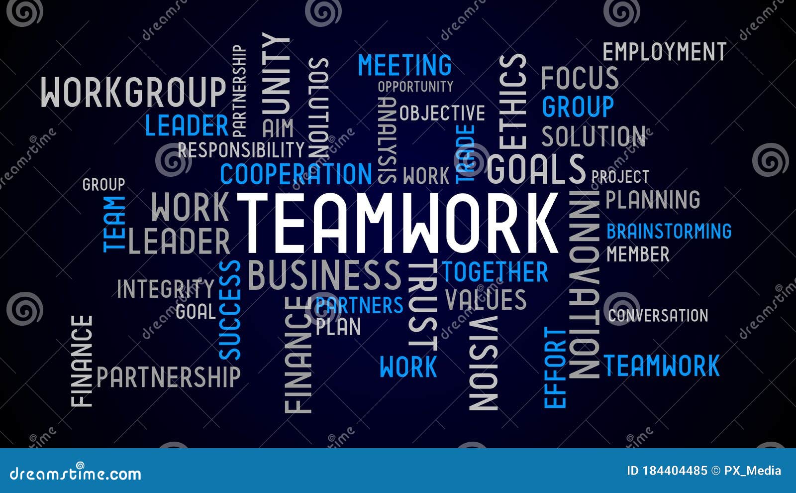 Teamwork - Typographic Concept, Black Background Stock Illustration ...