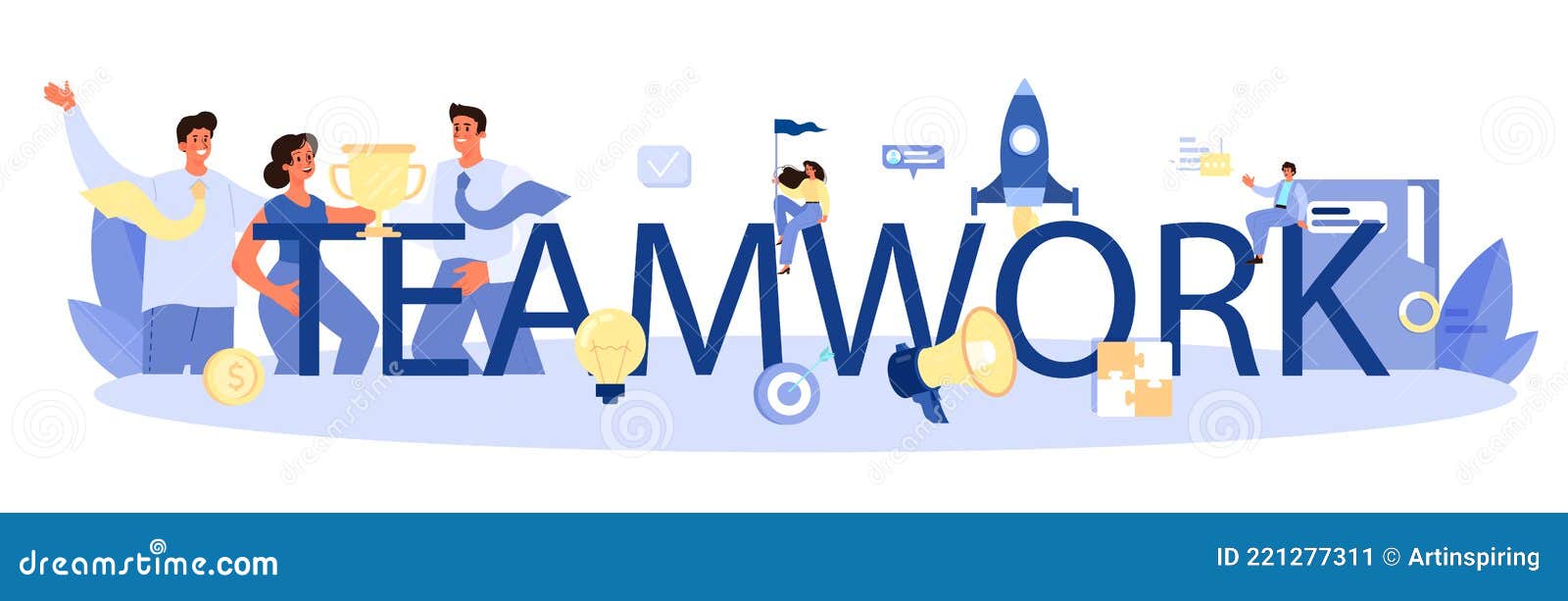 Teamwork Typographic Header. Community Working, Group of People Stock ...