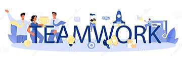 Teamwork Typographic Header. Community Working, Group of People Stock ...