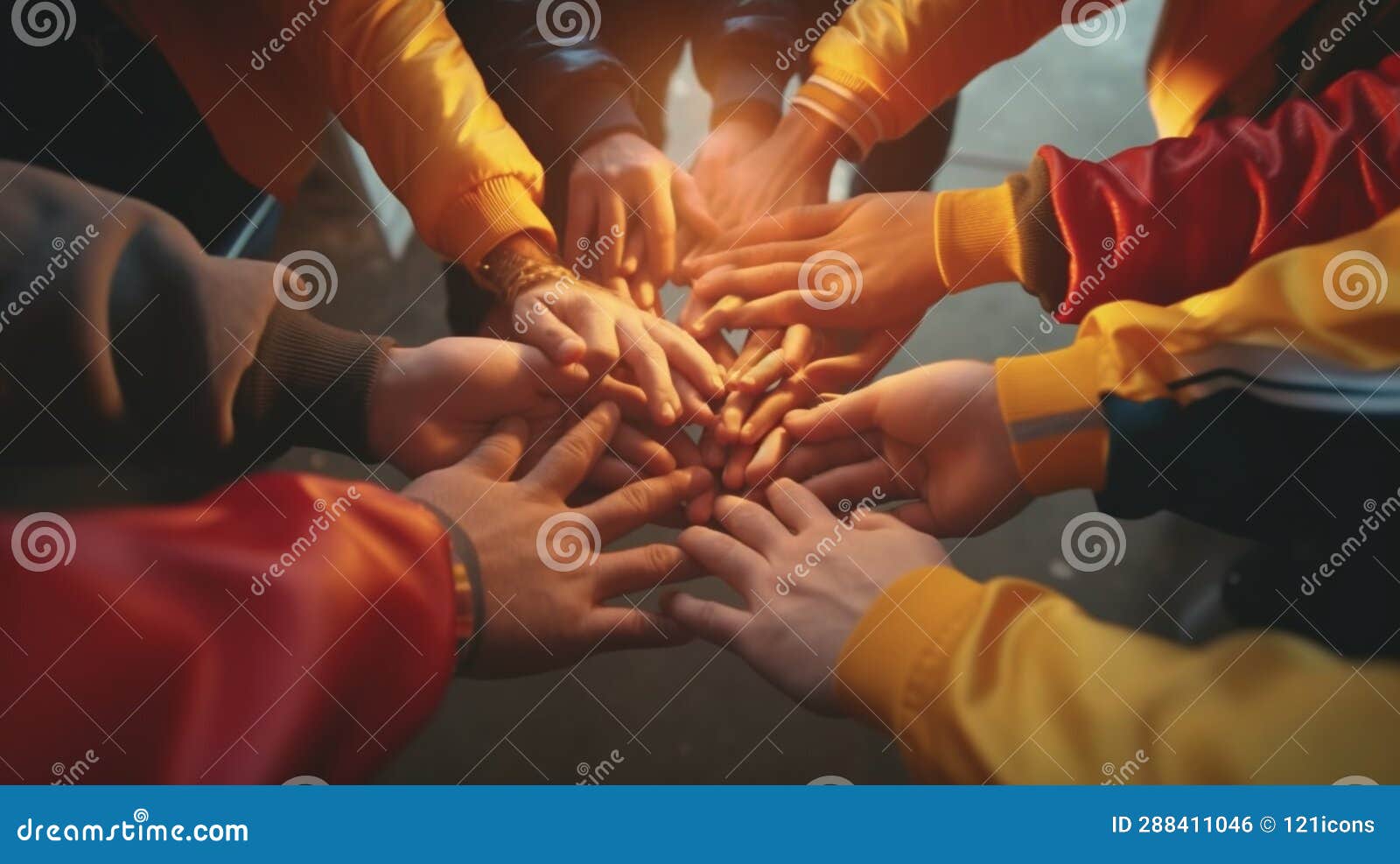 Teamwork, Unity Concept, Group of Friends Put Their Hands Together ...