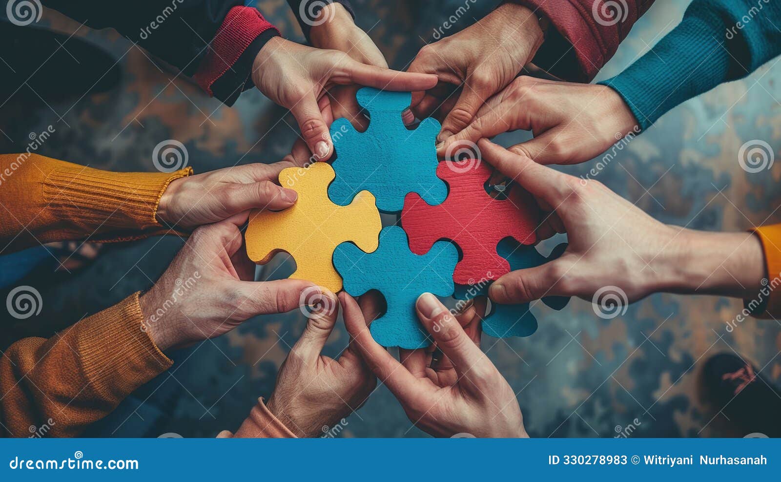 Teamwork and Unity Concept, Represented by Hands Holding Puzzle Pieces ...