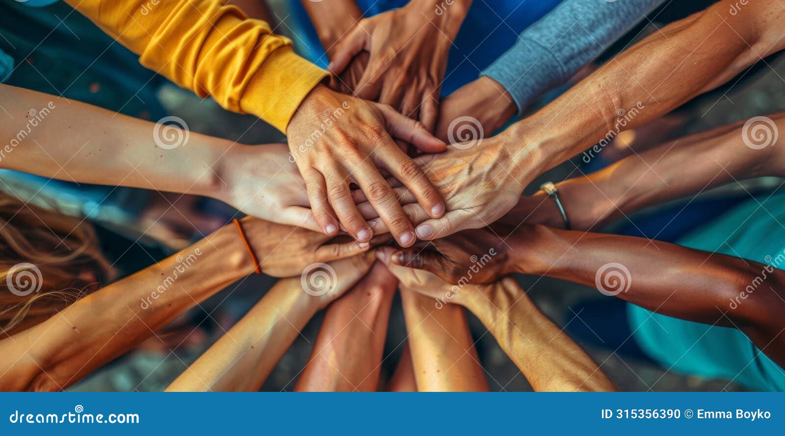 Teamwork and Unity Concepts. Group of Friends Holding Hands. Generative ...