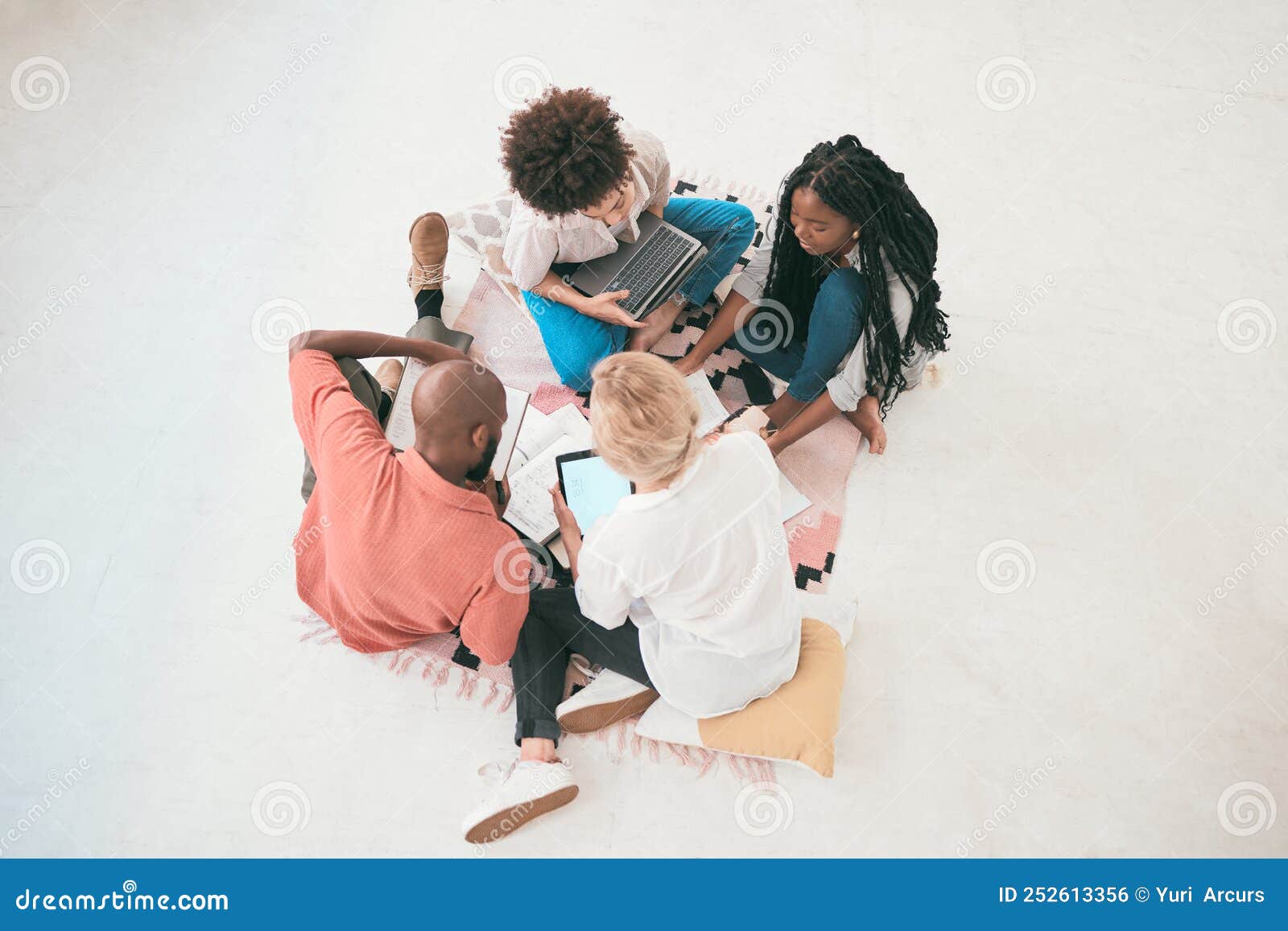 Teamwork, Unity and Support with Diverse Group Students from Above ...