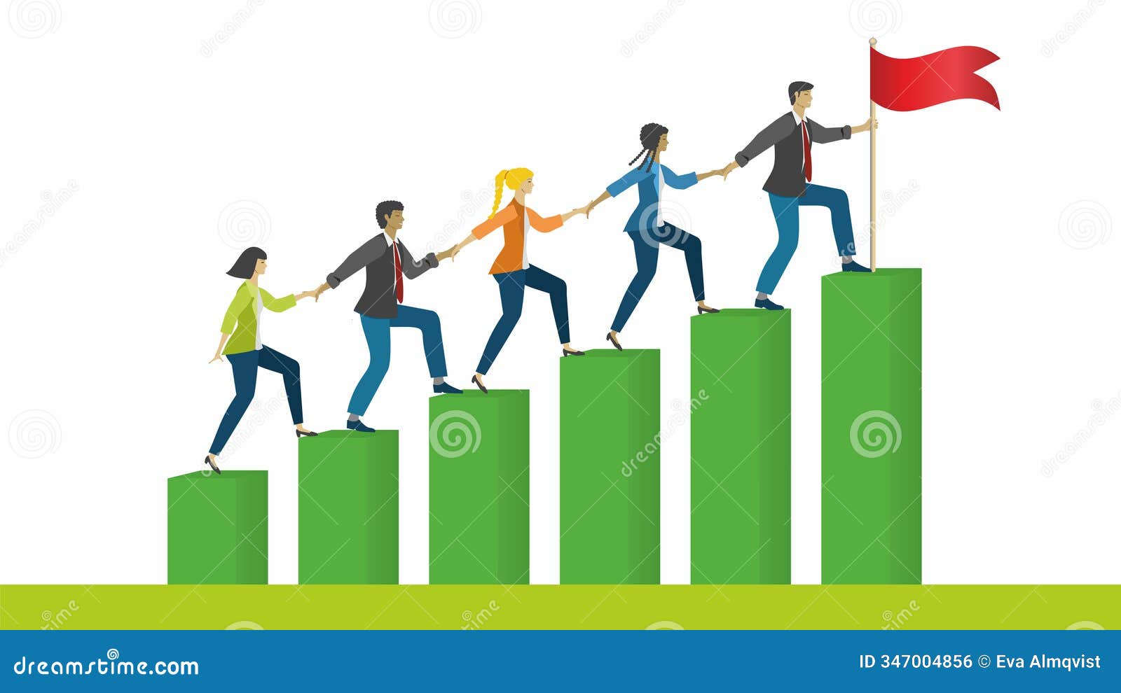 Teamwork on Upgoing Trend. Dimension 16:9. Vector Illustration. Stock ...
