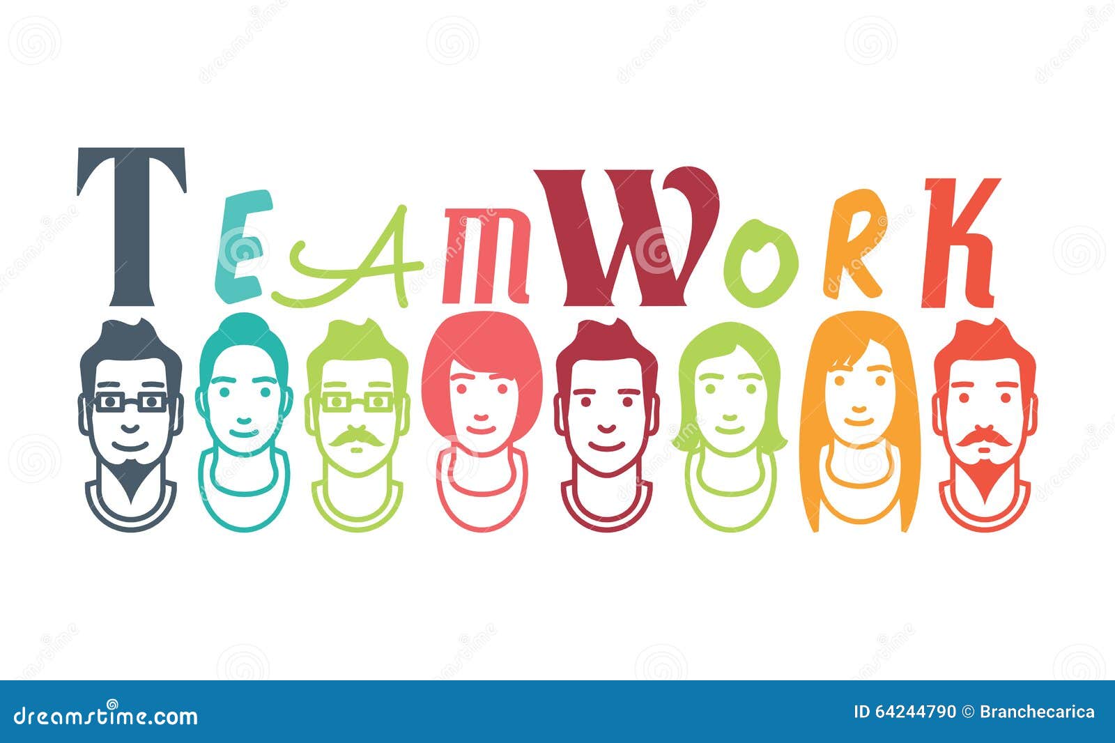 Teamwork vector avatars stock vector. Illustration of cooperation ...