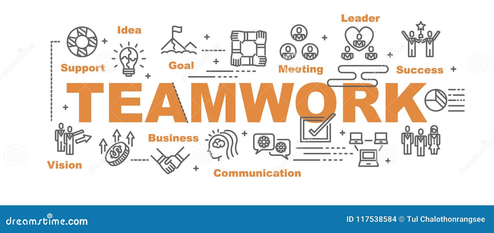 Teamwork vector banner stock vector. Illustration of handshake - 117538584