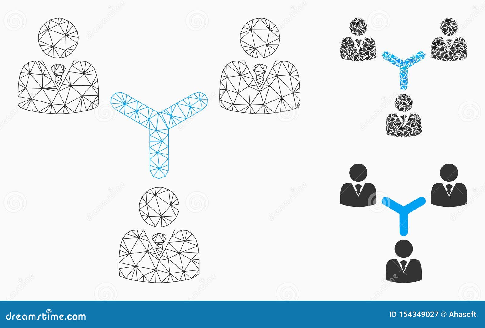 Teamwork Vector Mesh Wire Frame Model and Triangle Mosaic Icon Stock ...