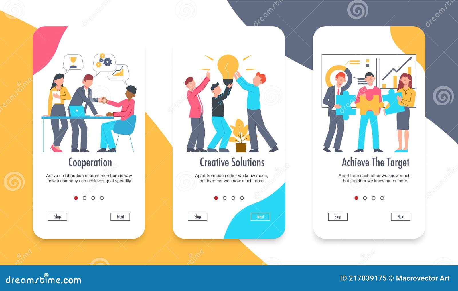 Teamwork Vertical Banners Set Stock Vector - Illustration of line ...