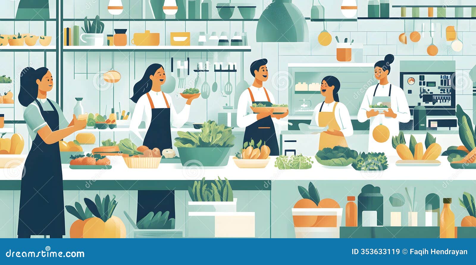 Teamwork In The Kitchen Isolated Cartoon Vector Illustrations ...