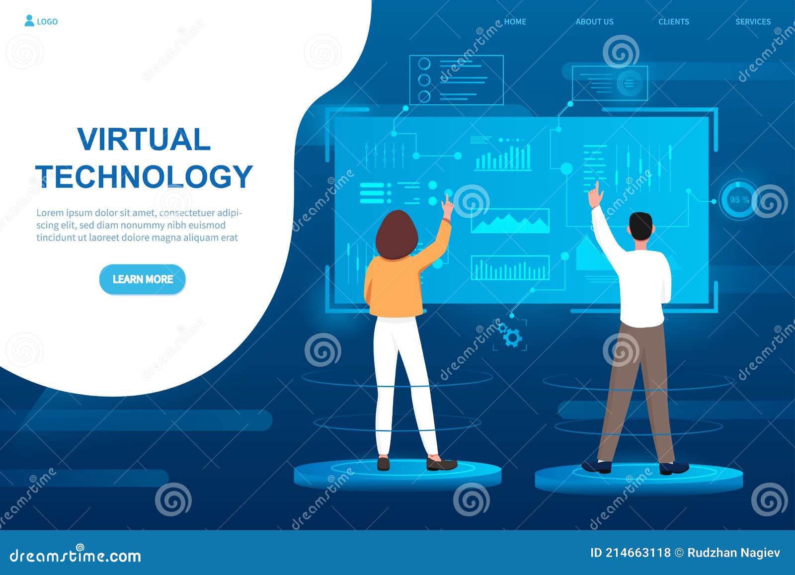 Teamwork in Virtual Environment User Interfaces Stock Vector ...