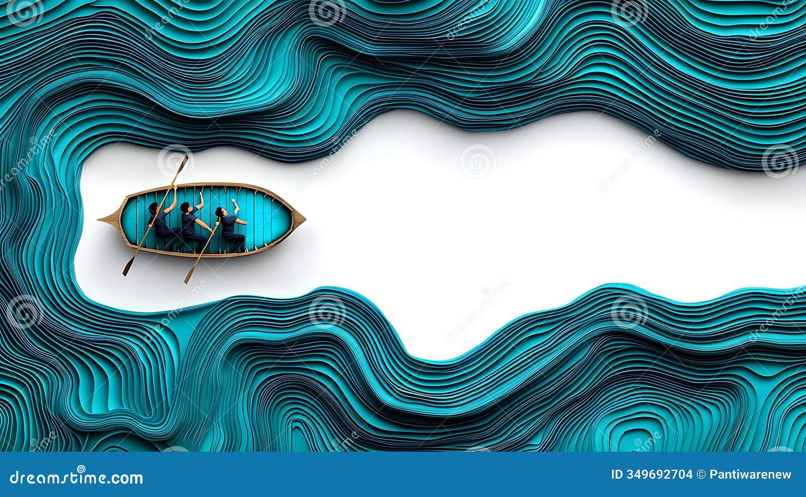 Teamwork on Water: a Rowing Boat Experience Stock Illustration ...