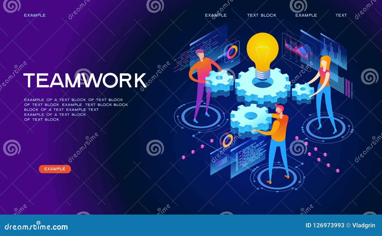 Teamwork Web Banner stock vector. Illustration of isometric - 126973993
