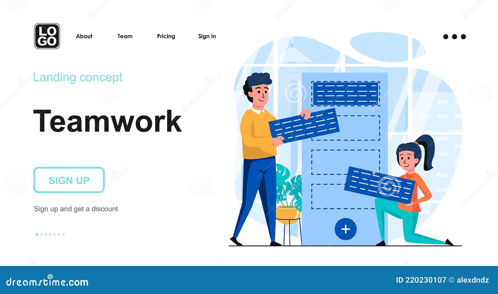 Teamwork Web Concept. Company Employees Do Work Tasks Stock Vector ...