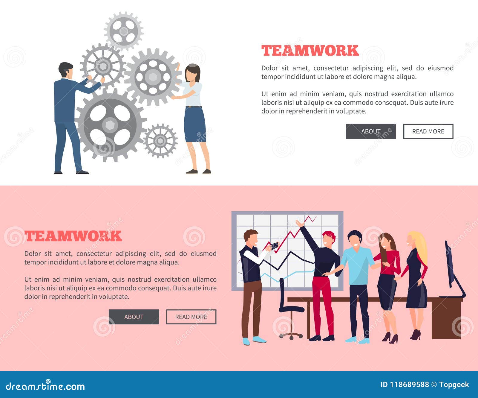 Teamwork Web Page Design Vector Illustration Stock Vector ...