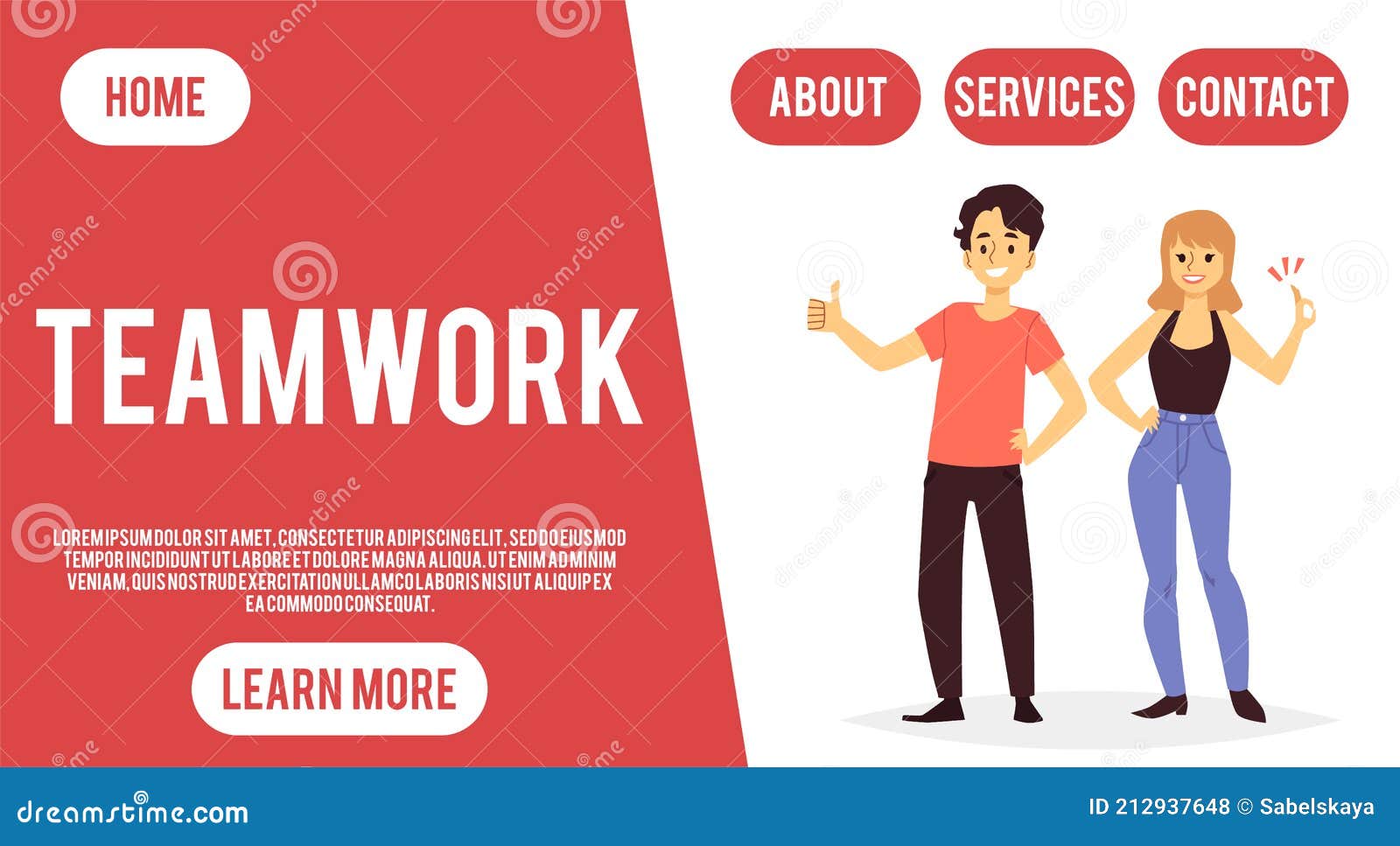 Teamwork Website Banner Template with Business Team, Flat Vector ...