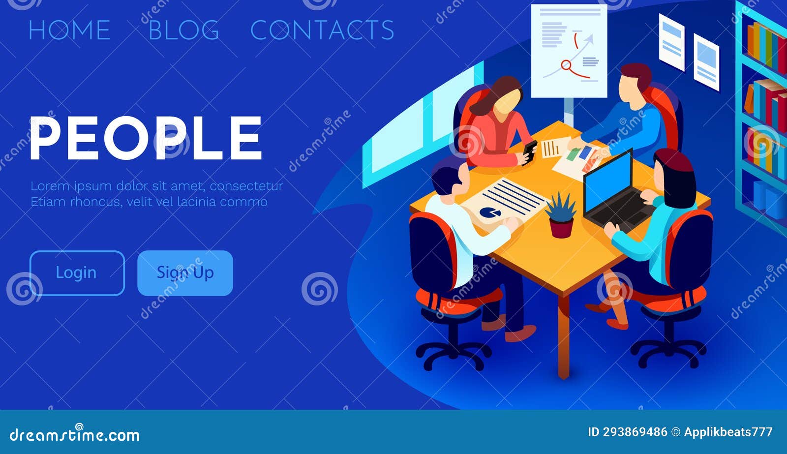 Teamwork Website Banner Template. Business Team Working with Data ...