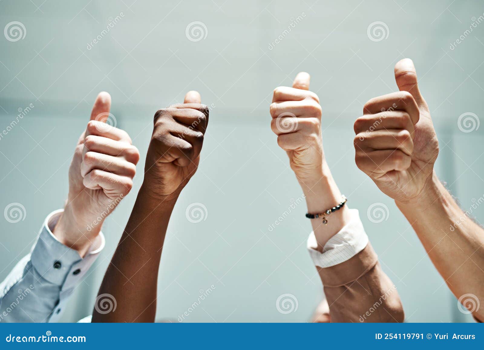 Teamwork Will always Be Our Best Work. Colleagues Showing Thumbs Up ...
