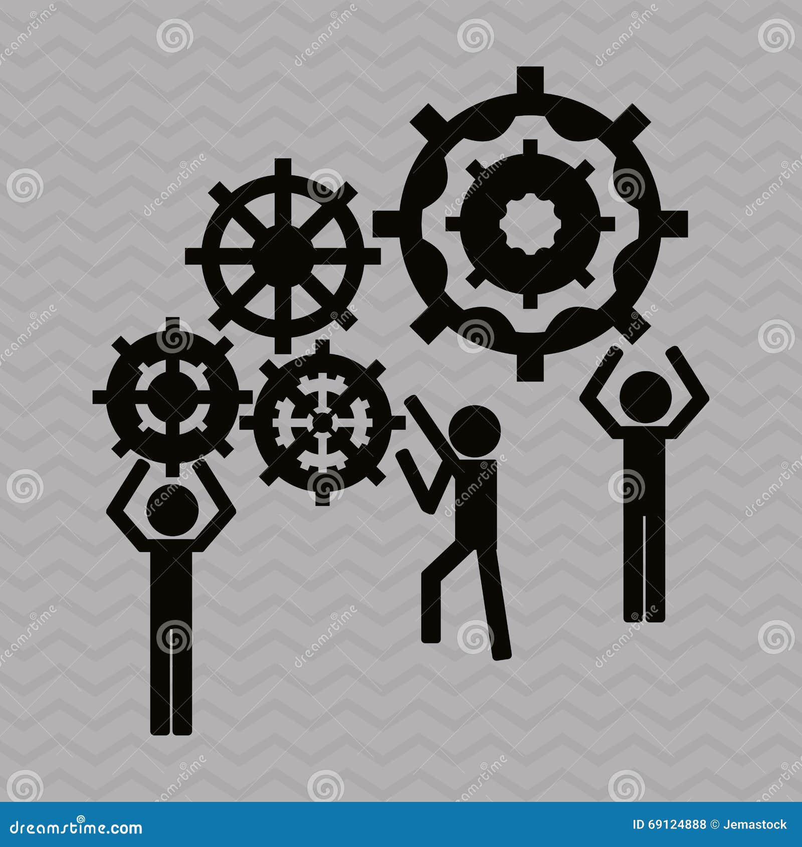 Teamwork wirth gear design stock vector. Illustration of together ...