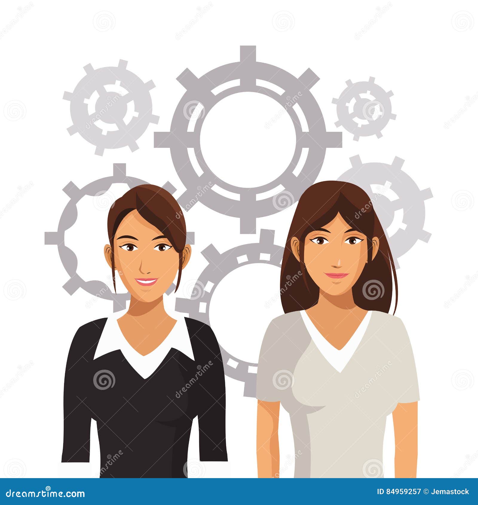 Teamwork Men And Women Who Assemble The Puzzle. Concept Of Bussines ...