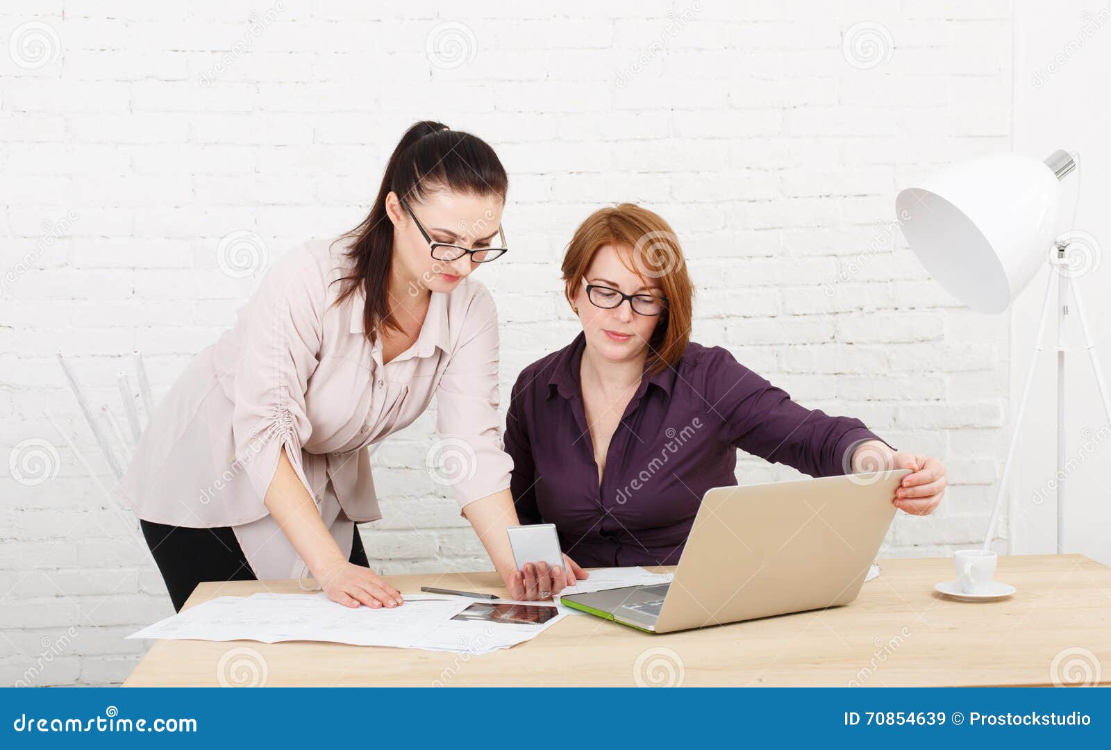 Teamwork. Women Discuss Project in Office Stock Image - Image of ...
