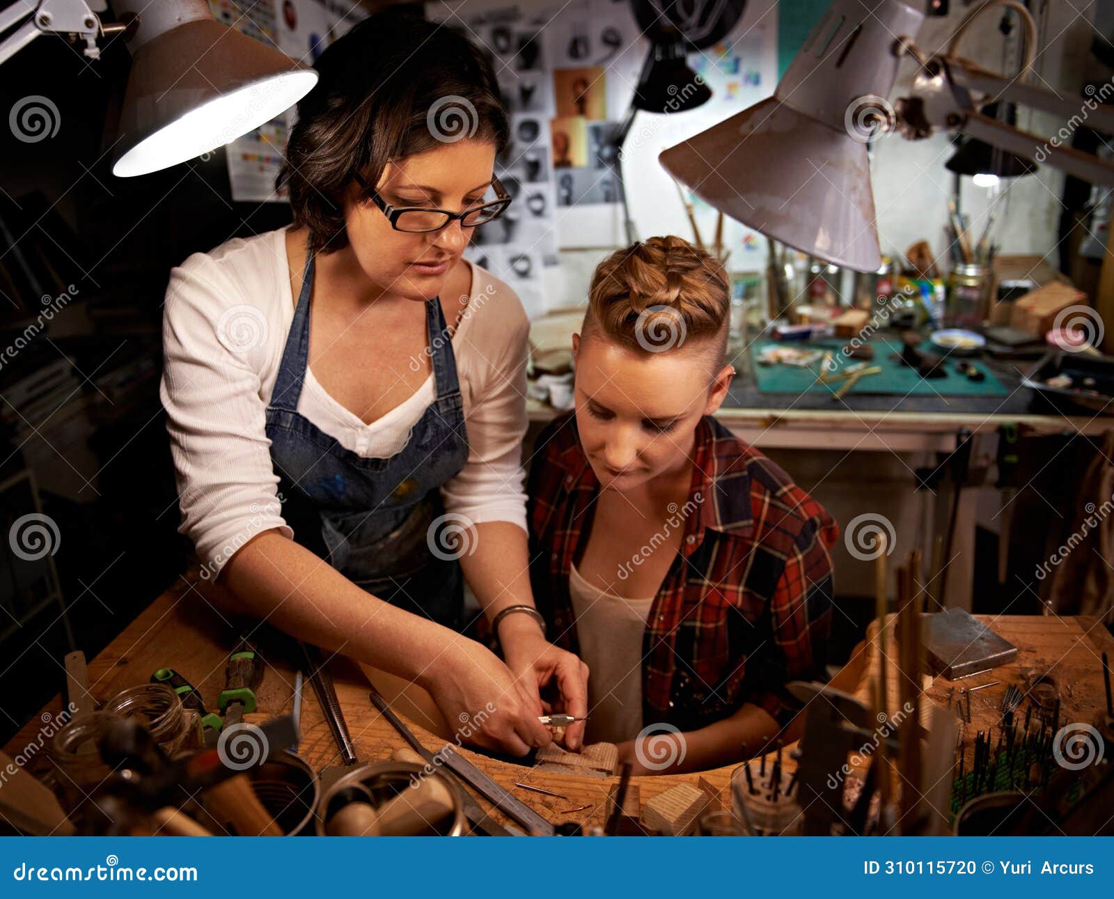 Teamwork, Women and Tools with Woodwork in Workshop with Craftsmanship ...