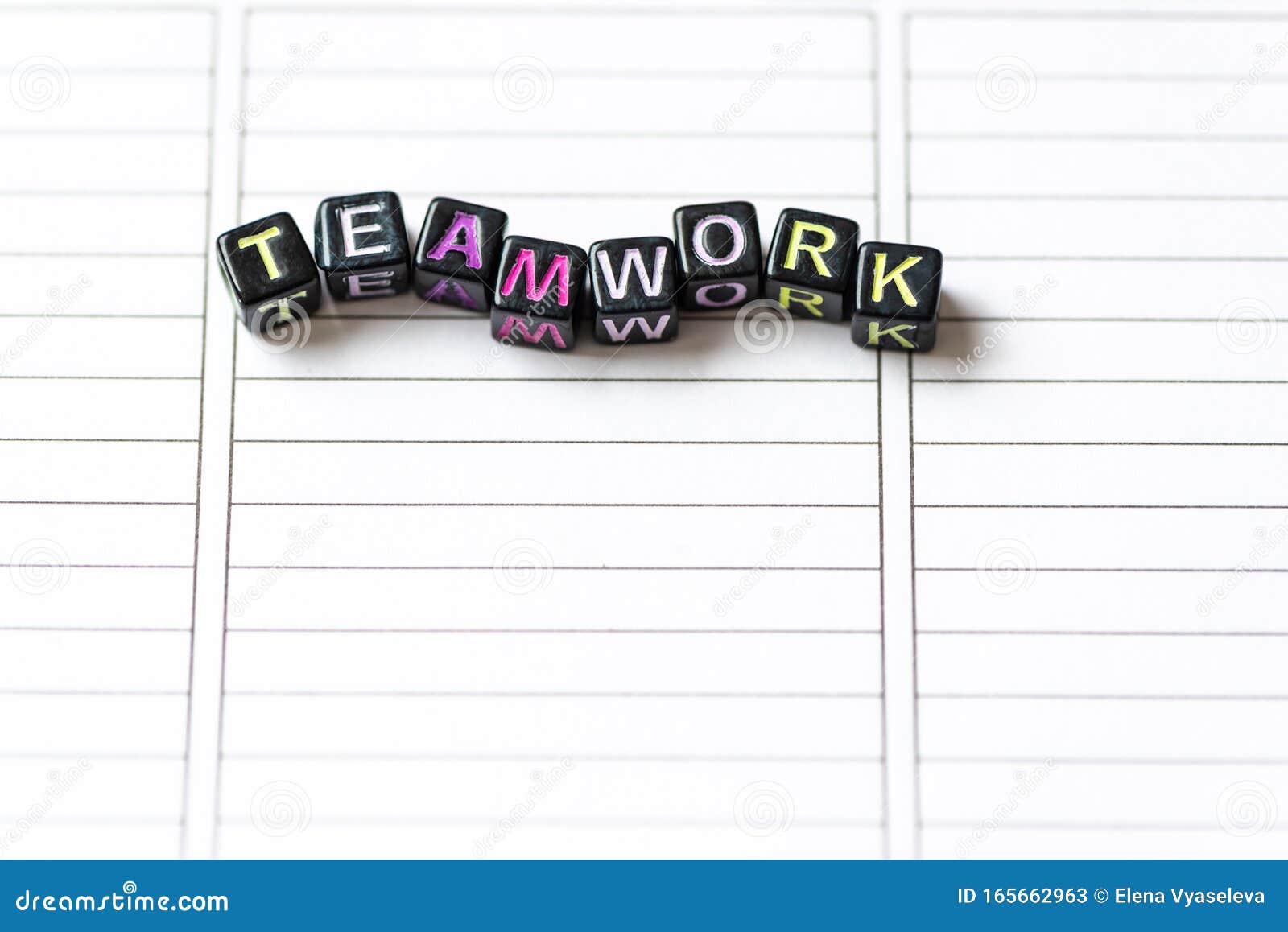 Team Work Word from Blocks on Clean Page Notebook Close Up Stock Image ...