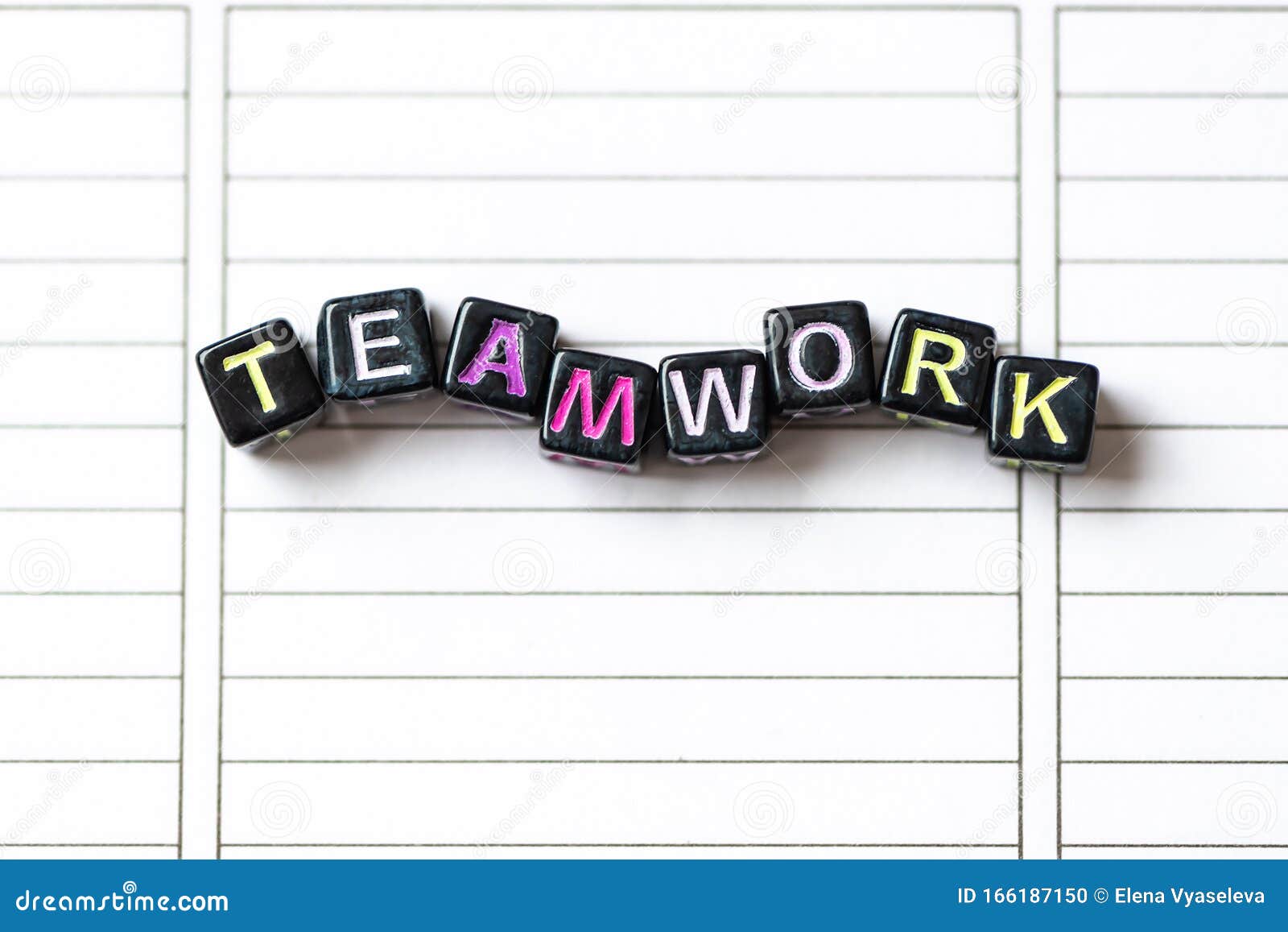 Teamwork Word from Blocks on Clean Page Notebook Close Up Stock Photo ...