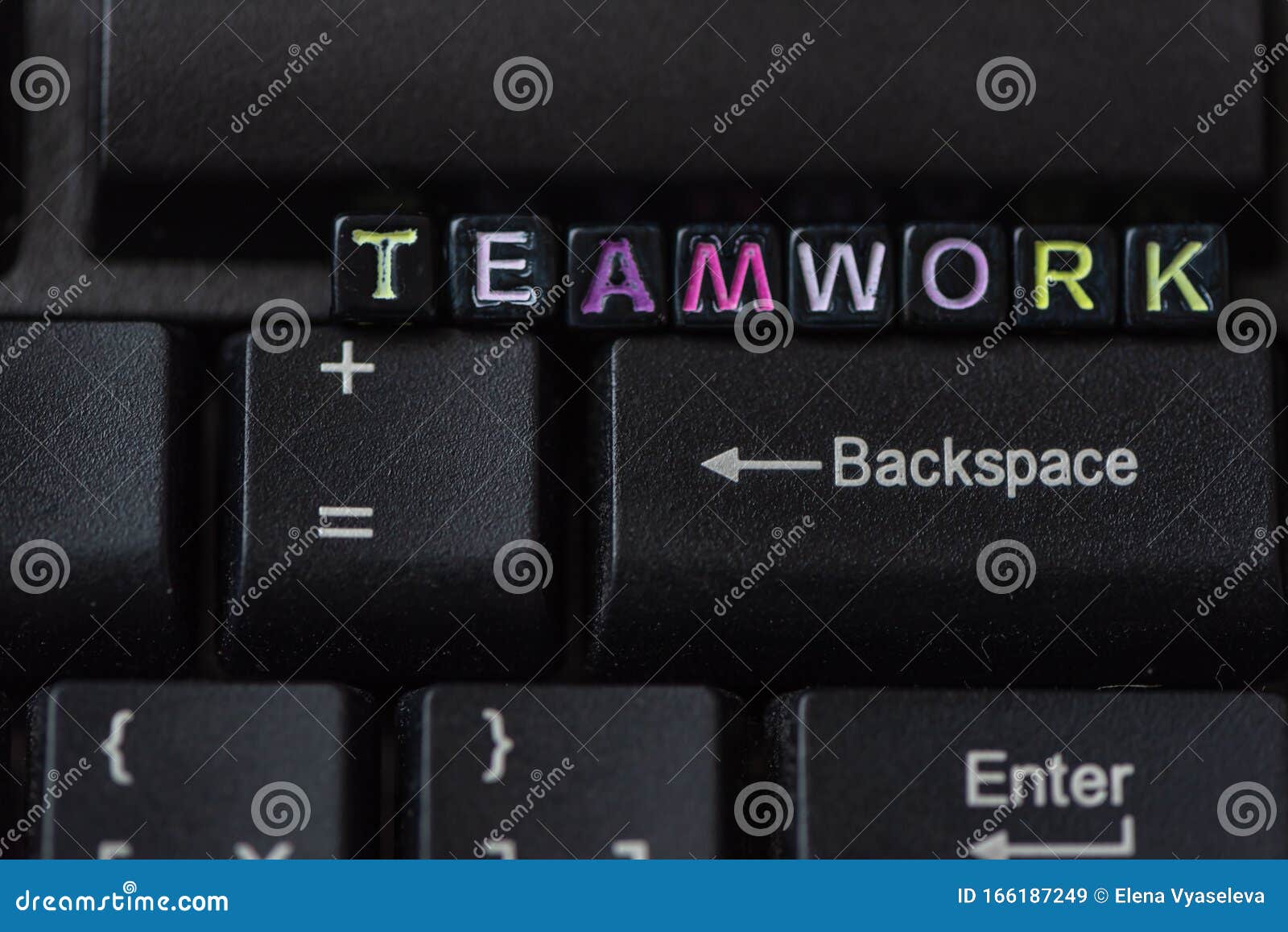 Teamwork Word from Blocks on Keyboard Close Up Stock Image - Image of ...