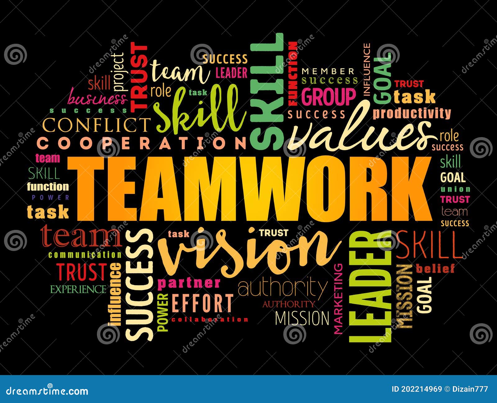 TEAMWORK Word Cloud Collage, Business Concept Stock Illustration ...