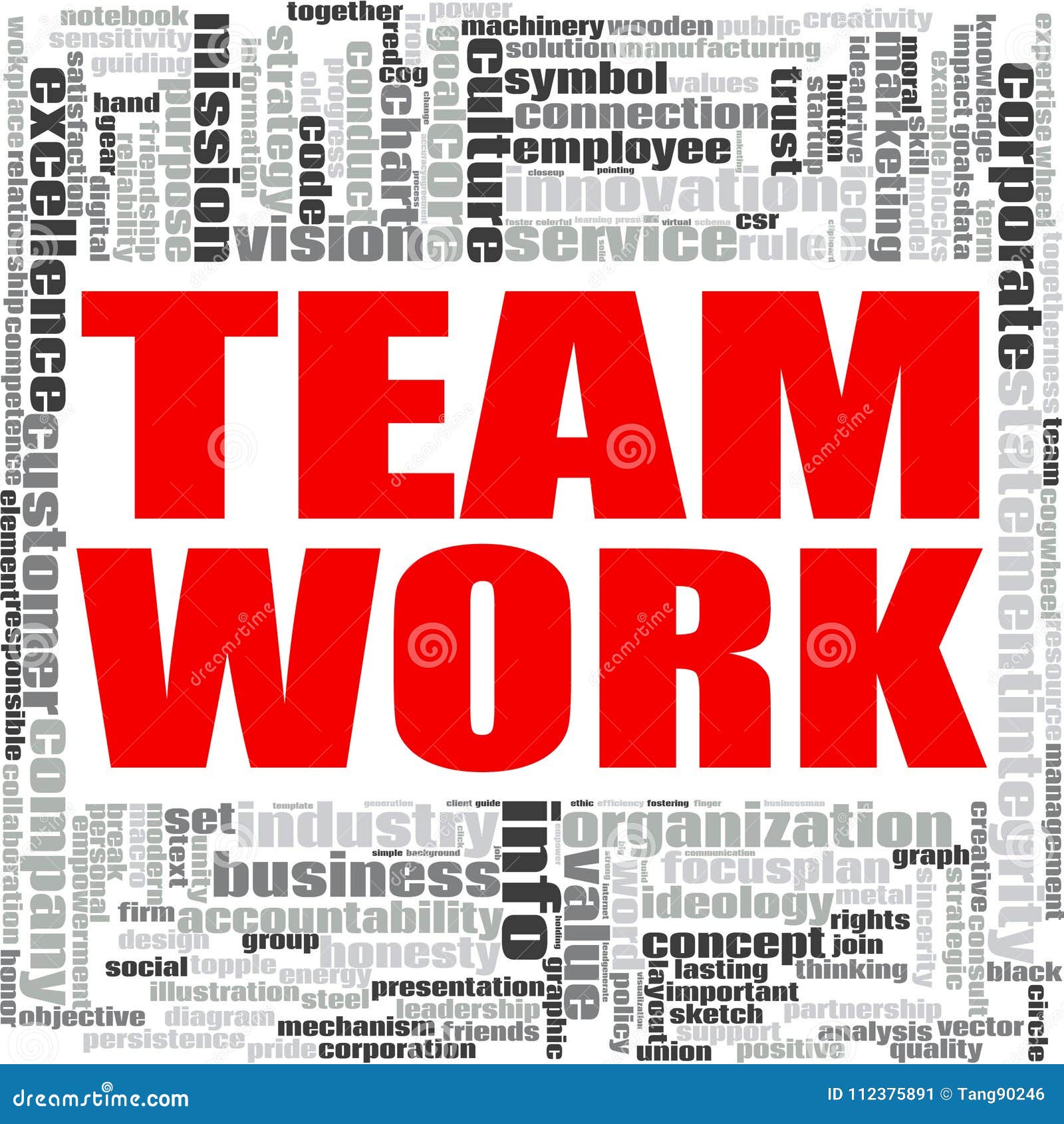 Teamwork word cloud stock illustration. Illustration of trust - 112375891