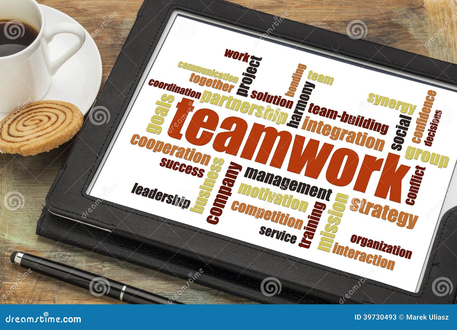 Teamwork word cloud stock image. Image of cloud, tablet - 39730493