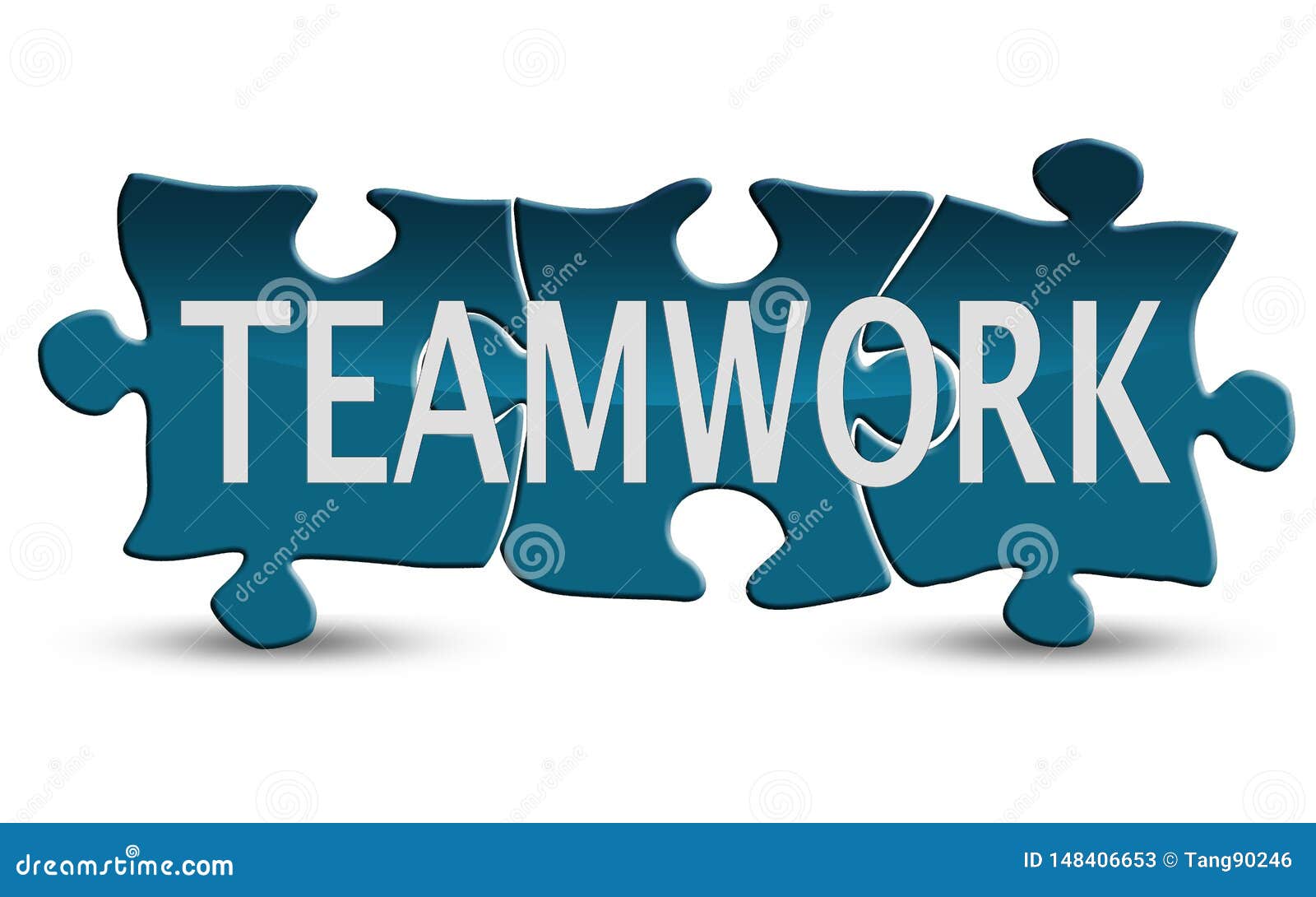 Teamwork Word on Puzzle Isolated on White Stock Illustration ...