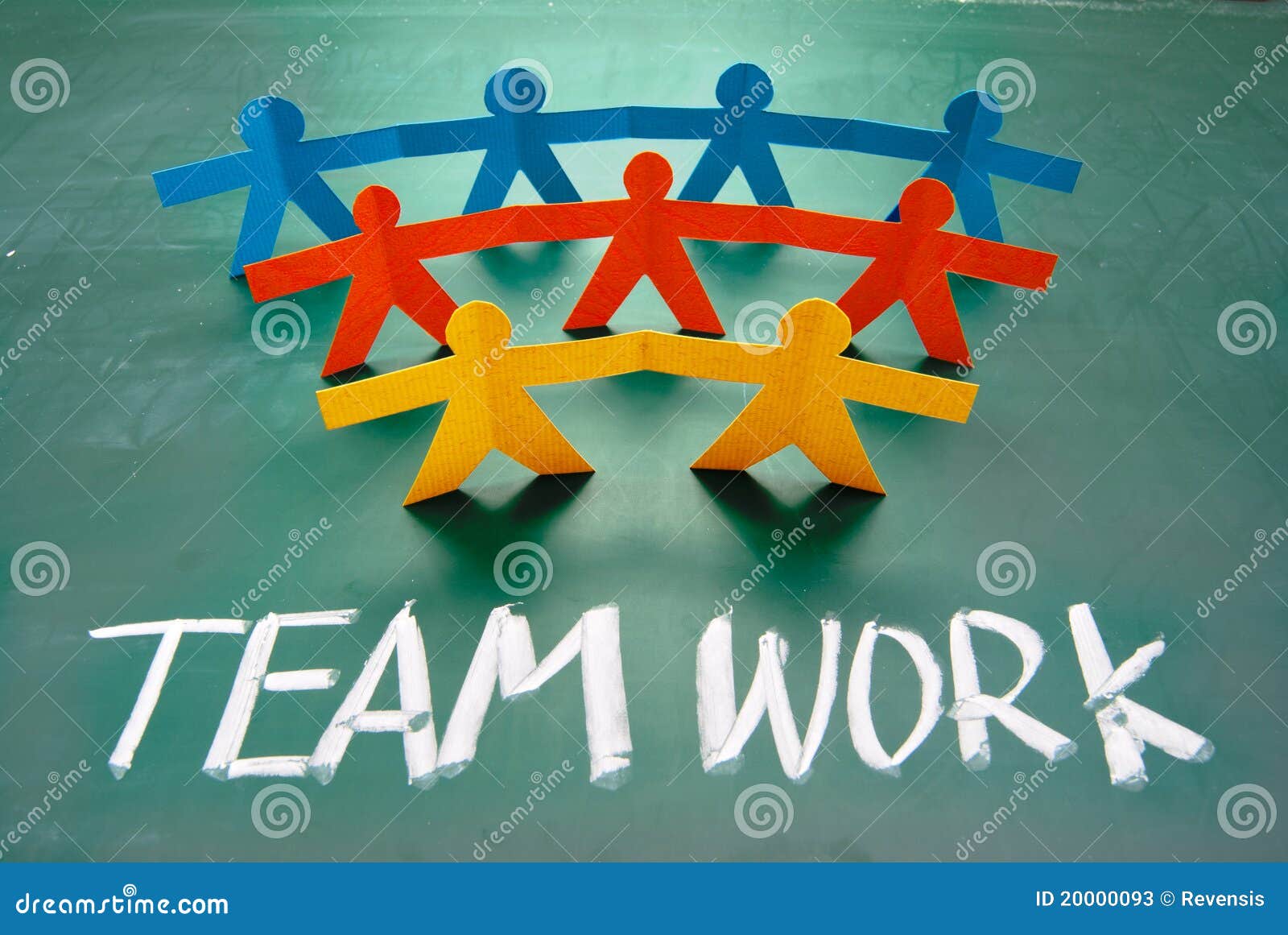 Teamwork Words and Colorful Paper Dolls Stock Image - Image of company ...
