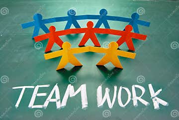 Teamwork Words and Colorful Paper Dolls Stock Image - Image of company ...