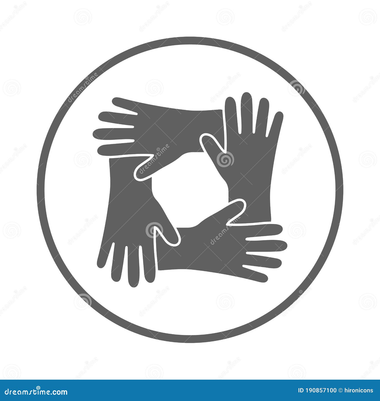 Teamwork, Work Together Gray Icon Stock Vector - Illustration of ...